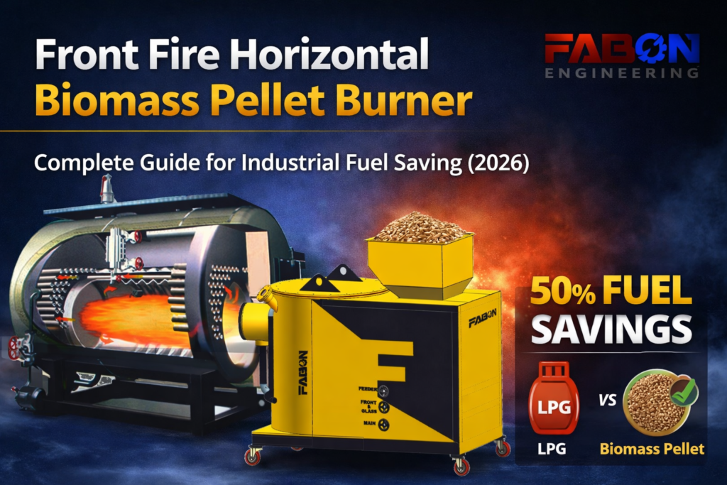 Front Fire Horizontal Biomass Pellet Burner Industrial Fuel Saving